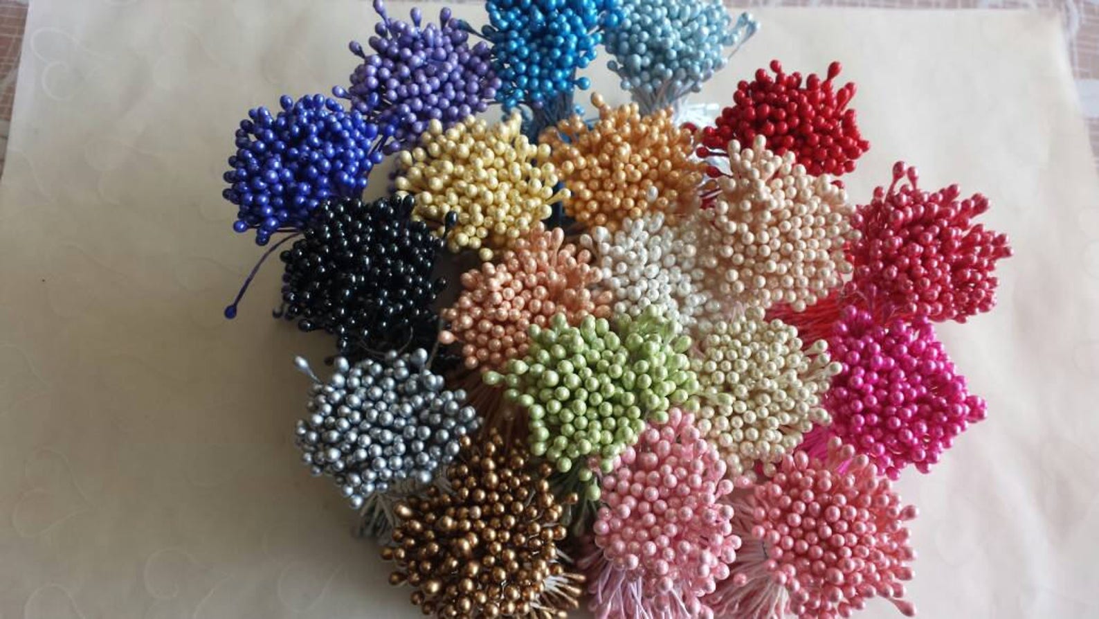 1 Bundle of Double Sided Pearl Cone Tip Floral Stamen (you Pick the ...