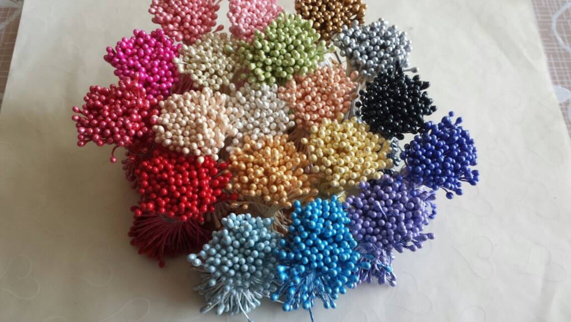 1 Bundle of Double Sided Pearl Cone Tip Floral Stamen (you Pick the ...