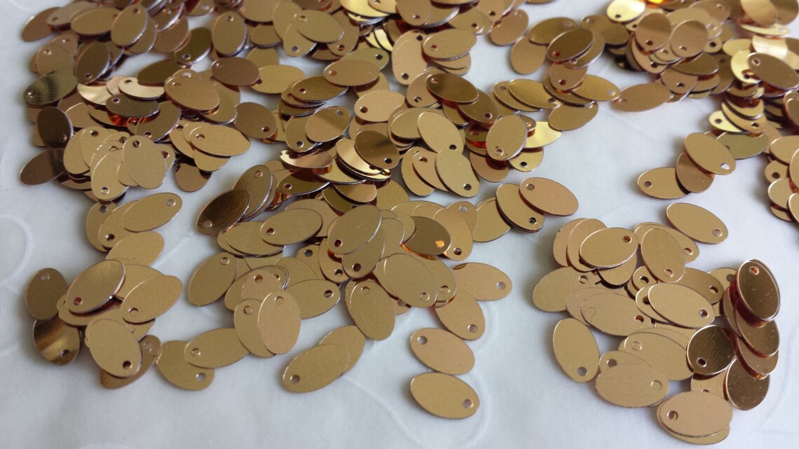 New Item -- 7g of 8x5 Mm Side Hole Oval Sequins in Metallic Gold Color ...