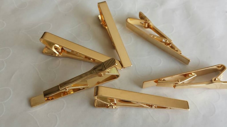New Item -- 6 Pieces of Gold Plated Tie Clips -- 55x6 Mm - Etsy