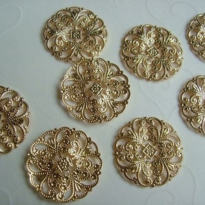 12 Pieces of Gold Plated OR Silver Plated Filigree Round Focal ...