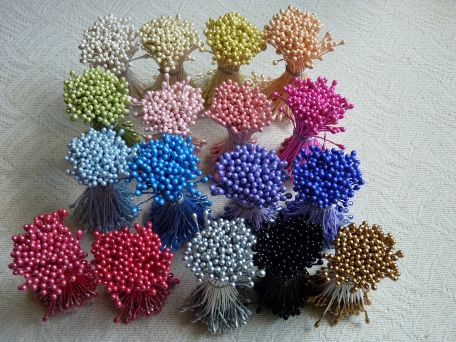1 Bundle of Double Sided Pearl Cone Tip Floral Stamen (you Pick the ...