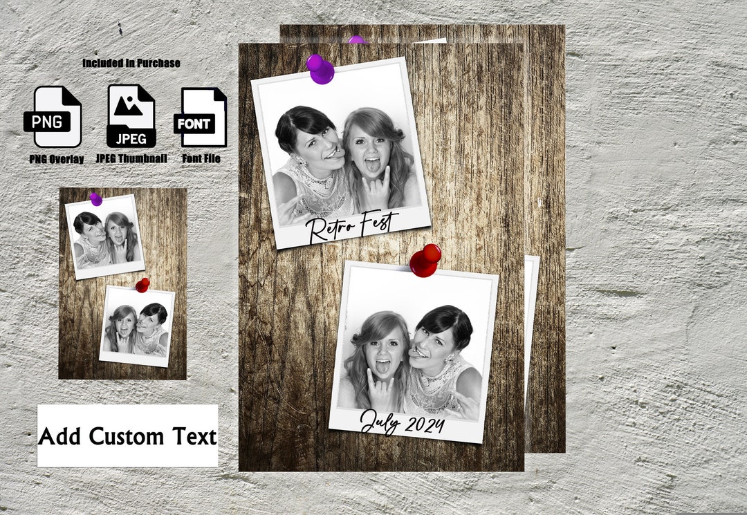 4x6 Photo Booth Template 2 Photo Retro Polaroid Portrait Overlay - Etsy