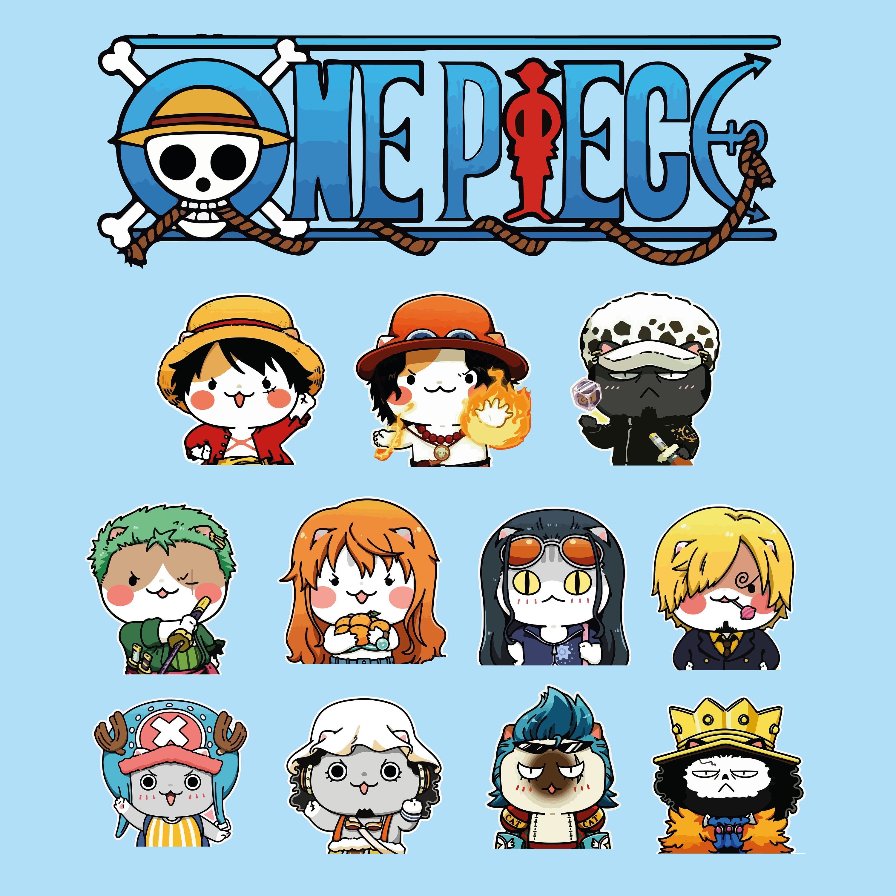 One Piece Luffy Crew Anime Chibi Bundle Png Logo - Etsy