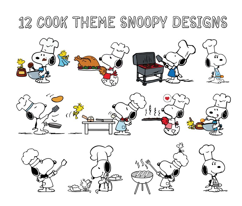 Snoopyy Woodstock Cook Theme Image Files, PNG, Clip Art Cut Files for ...