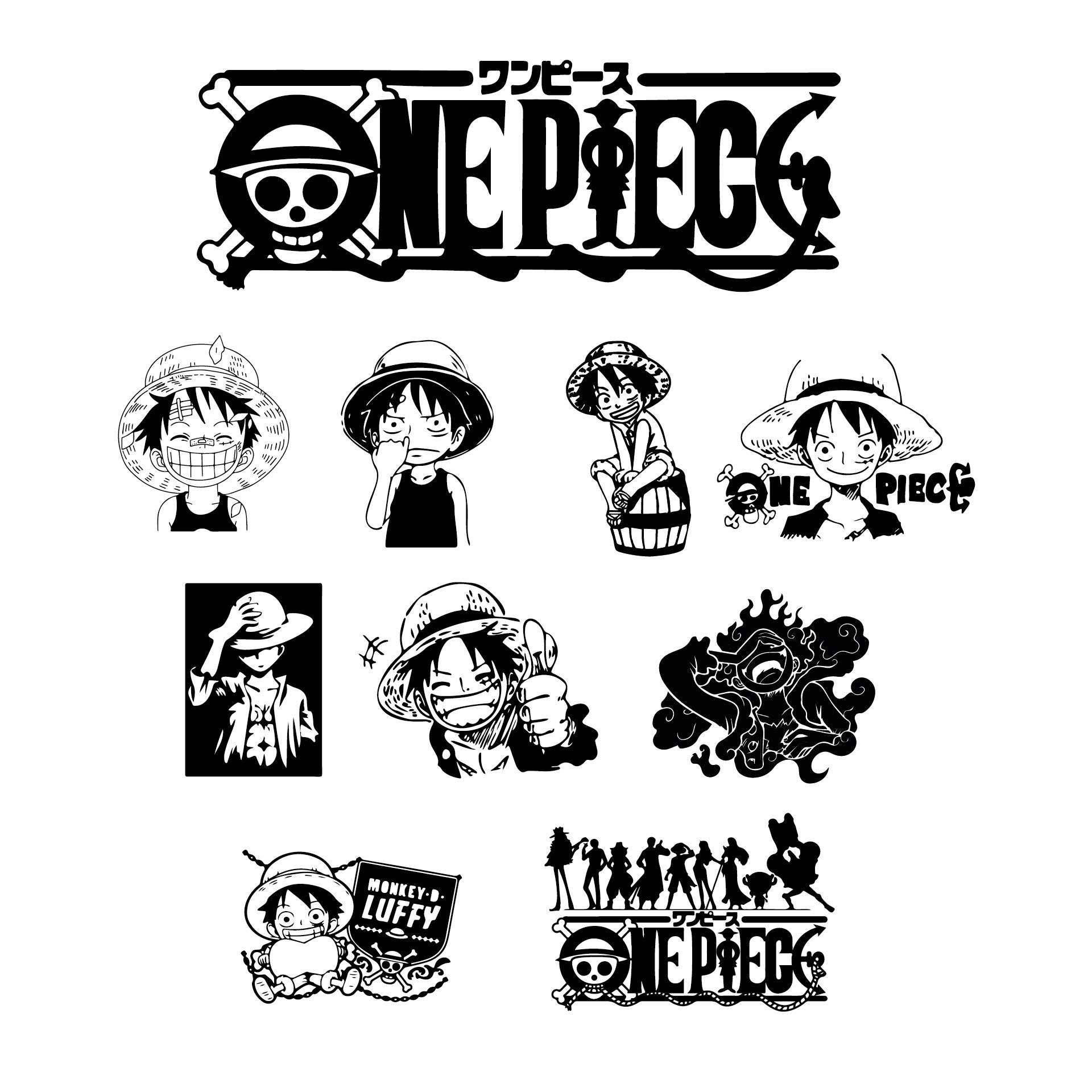 One Piece Luffy Anime Logo Bundle Png Svg - Etsy