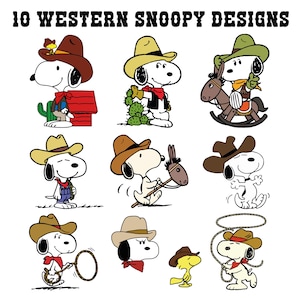 Western Cowboy Snooppy Clipart Bundle, Cartoon Dog Stickers (digital ...