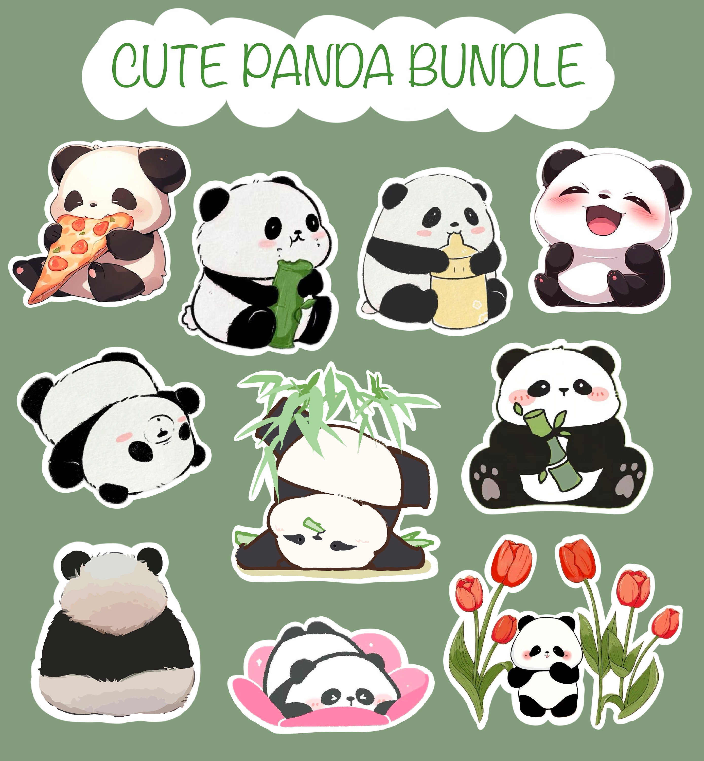 10 Panda Clipart Bundle With Transparent Background Cute Panda Png ...