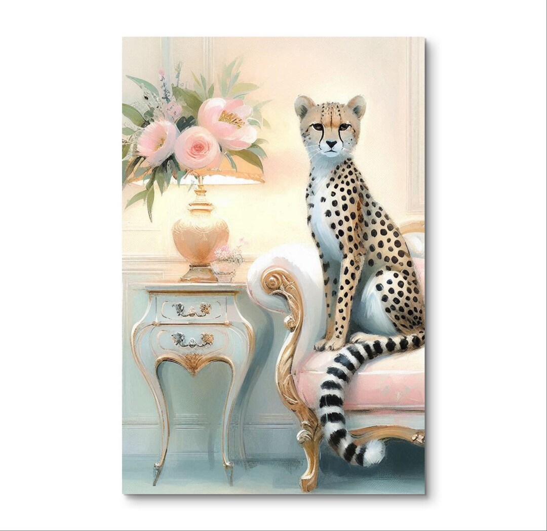 Fashionable Cheetah Fine Art Print Vintage Glamour Whimsical Wall Decor ...