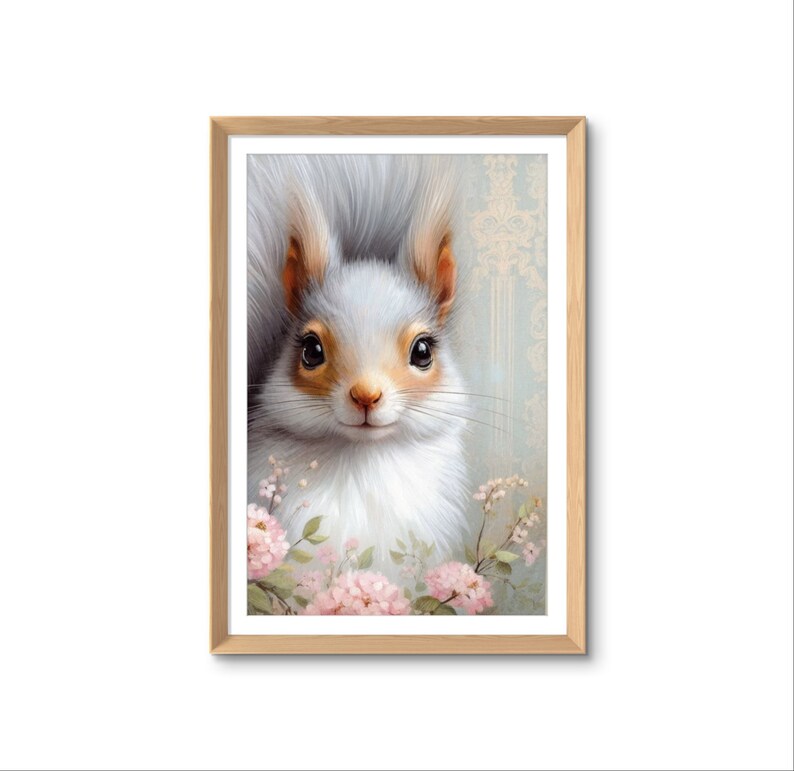 Squirrel Fine Art Print Vintage Style Preppy Wall Decor Woodland Animal ...