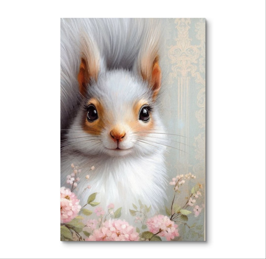 Squirrel Fine Art Print Vintage Style Preppy Wall Decor Woodland Animal ...