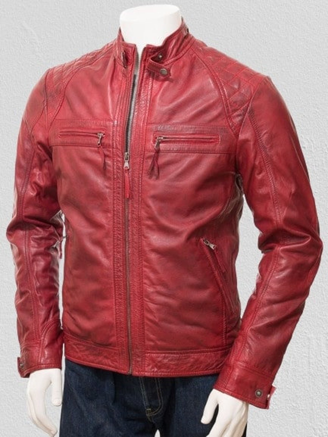 Men's Red Phoenix Leather Jacket/red Biker Leather Jacket/gift for Him ...