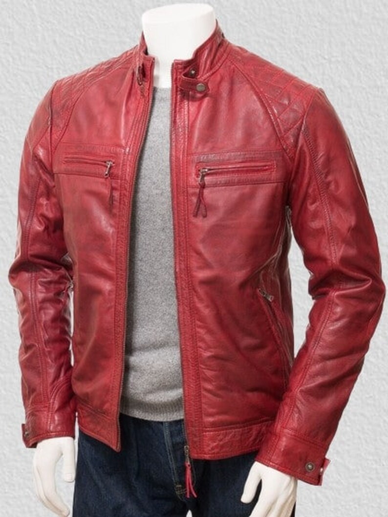 Men's Red Phoenix Leather Jacket/red Biker Leather Jacket/gift for Him ...
