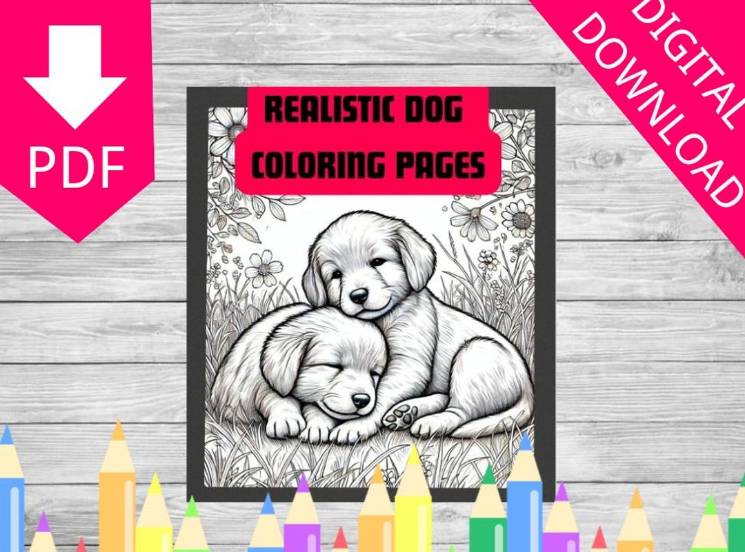20 Realistic Dog Coloring Page Bundle, Printable, Fun for All Ages ...