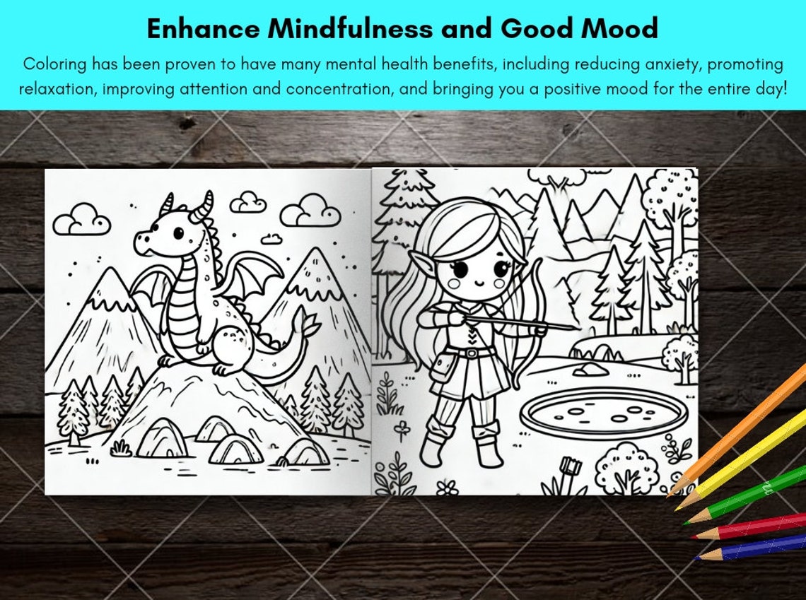 20 Fantasy Coloring Pages for Kids, Printable, Cute Art, Fun for All ...