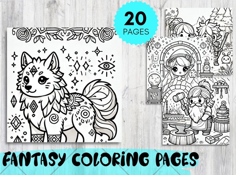 20 Fantasy Coloring Pages for Kids, Printable, Cute Art, Fun for All ...