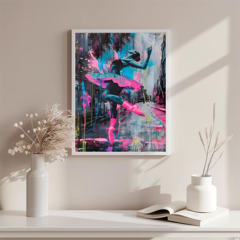 Urban Ballet Wall Art | Modern Ballerina Graffiti Poster | Vibrant ...