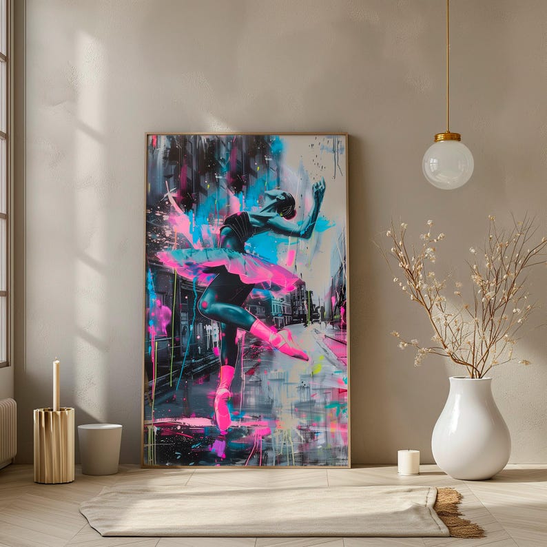 Urban Ballet Wall Art | Modern Ballerina Graffiti Poster | Vibrant ...