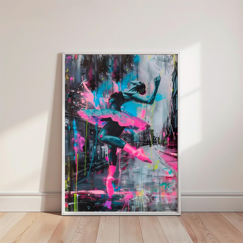 Urban Ballet Wall Art | Modern Ballerina Graffiti Poster | Vibrant ...