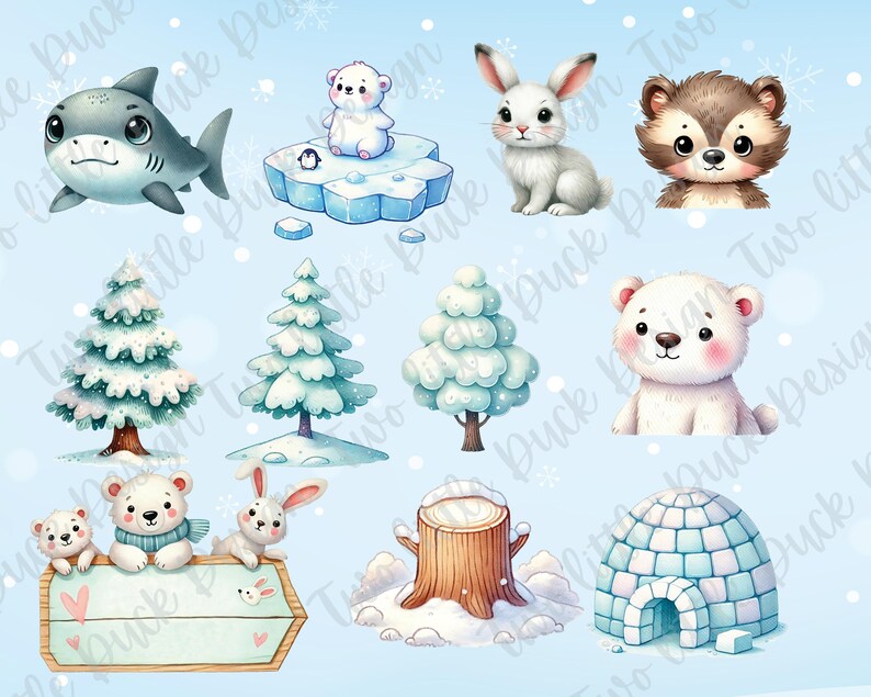 Arctic Animal Clipart Bundle, Animal Clipart Watercolor, Winter ...
