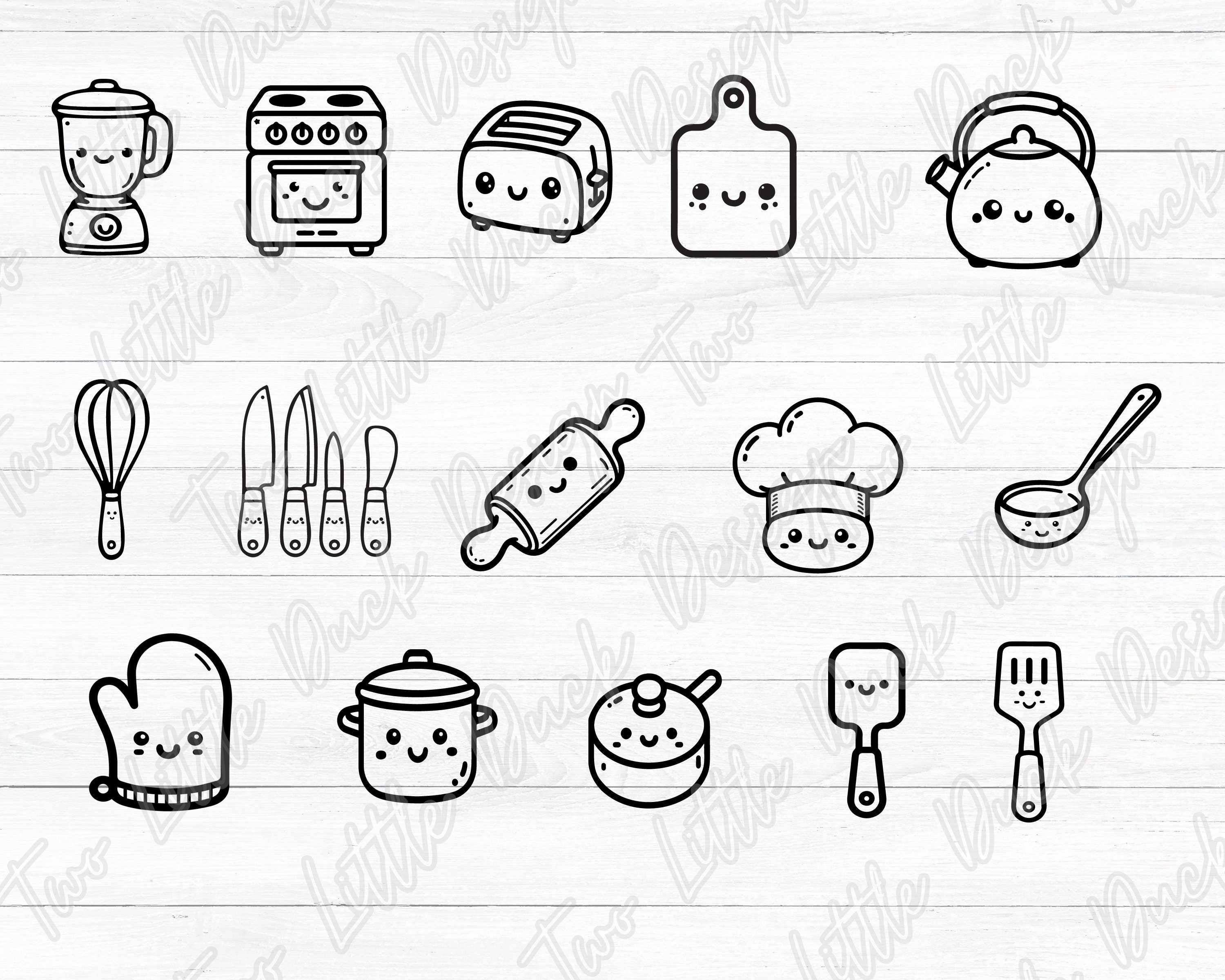 Cute Kawaii Kitchen SVG Bundle, Cooking SVG, Kitchen Clipart, Cooking ...