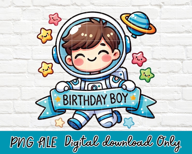 Astronaut Birthday Boy Design, Space Birthday Themed, Commercial Use ...