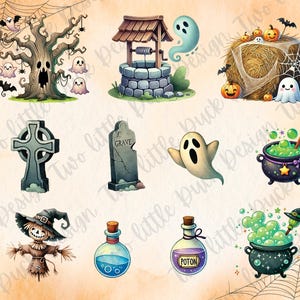 Farm Animal Halloween Clipart Bundle, Watercolor PNG (digital Download ...