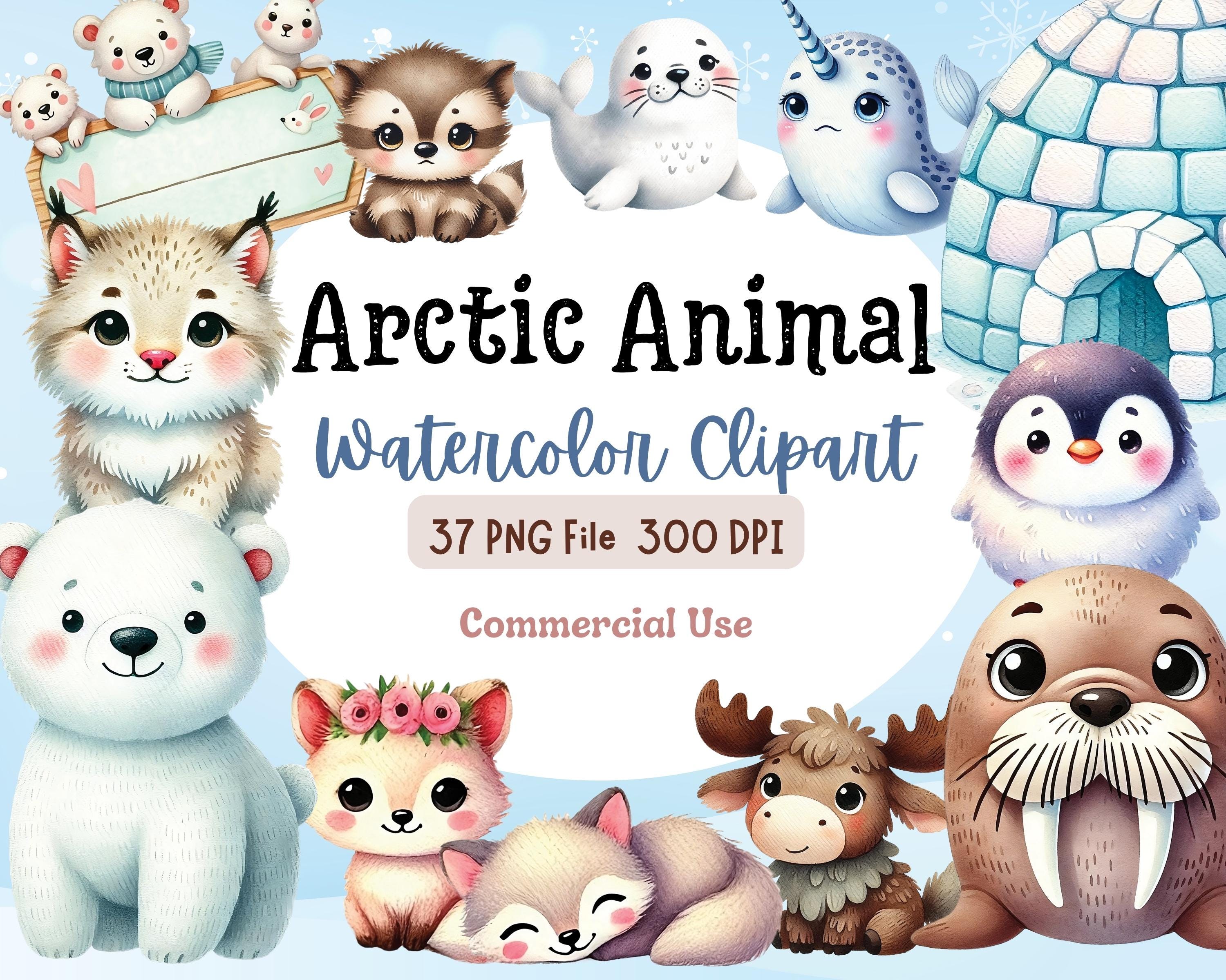Arctic Animal Clipart Bundle, Animal Clipart Watercolor, Winter ...