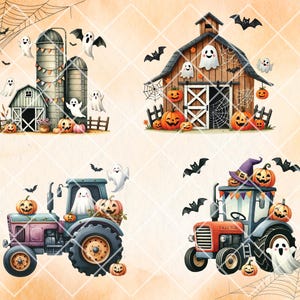 Farm Animal Halloween Clipart Bundle, Watercolor PNG (digital Download ...