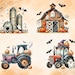 Farm Animal Halloween Clipart Bundle, Watercolor PNG (digital Download ...