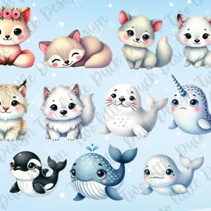 Arctic Animal Clipart Bundle, Animal Clipart Watercolor, Winter ...
