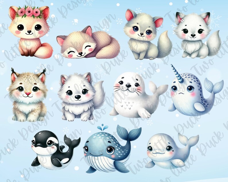 Arctic Animal Clipart Bundle, Animal Clipart Watercolor, Winter ...