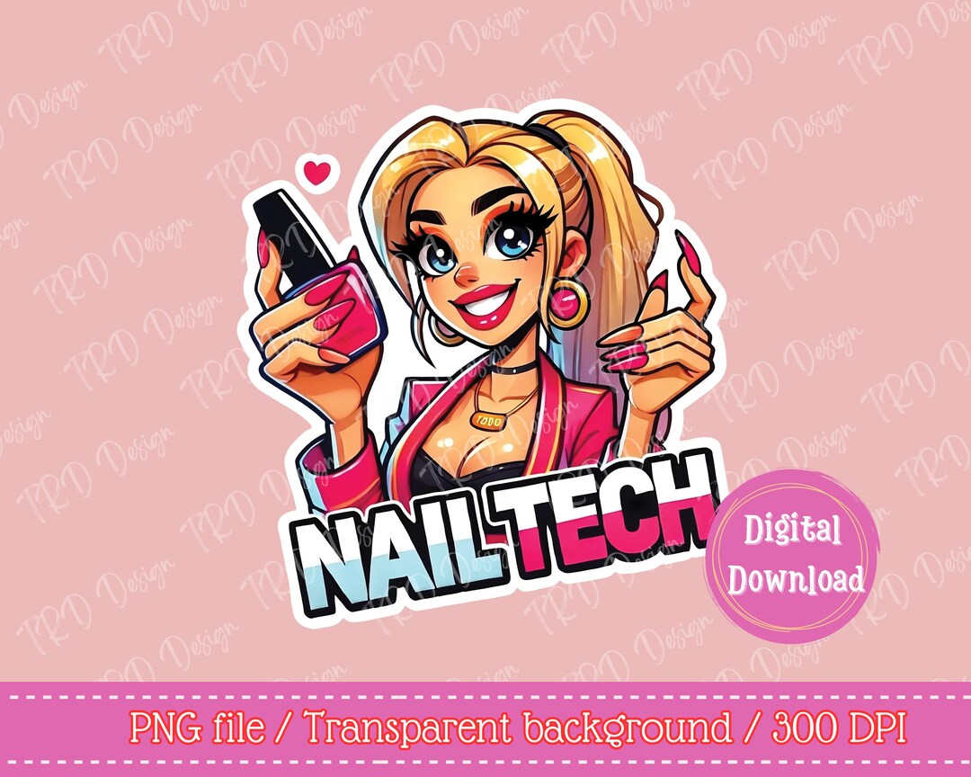 Nail Tech PNG, Watercolor Clipart, Nail Salon Logo (digital Download ...