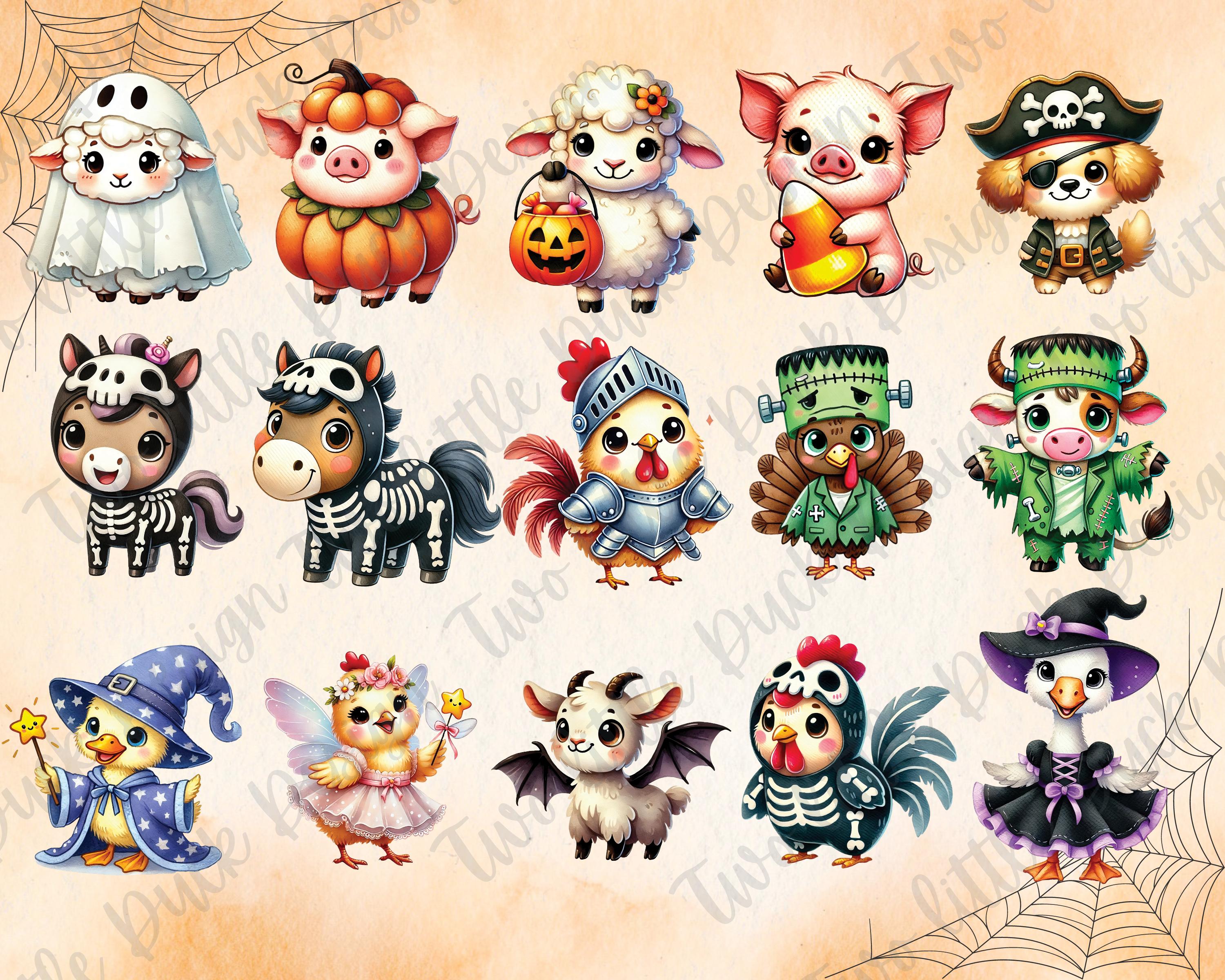 Farm Animal Halloween Theme Clipart Bundle, Fall, Happy Halloween ...