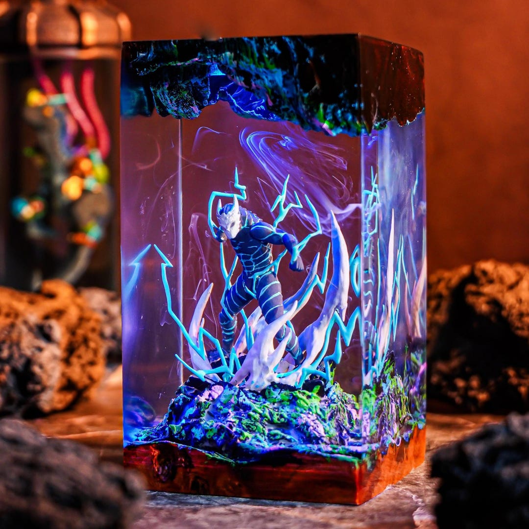 Anime Kaiju Resin Lamp – Handmade LED Monster Diorama | Shounen Manga ...