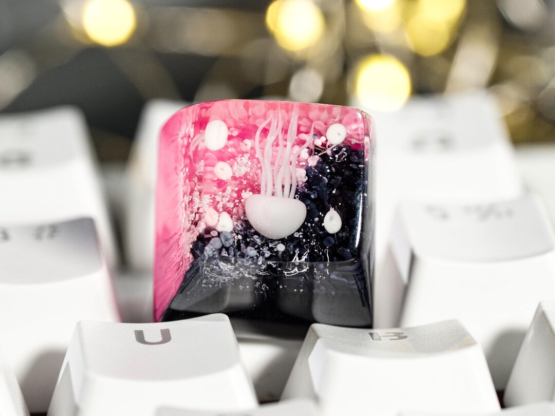 Aesthetic Jellyfish Keycap, Pink Coral Ocean Keycap, Artisan Keycap for ...