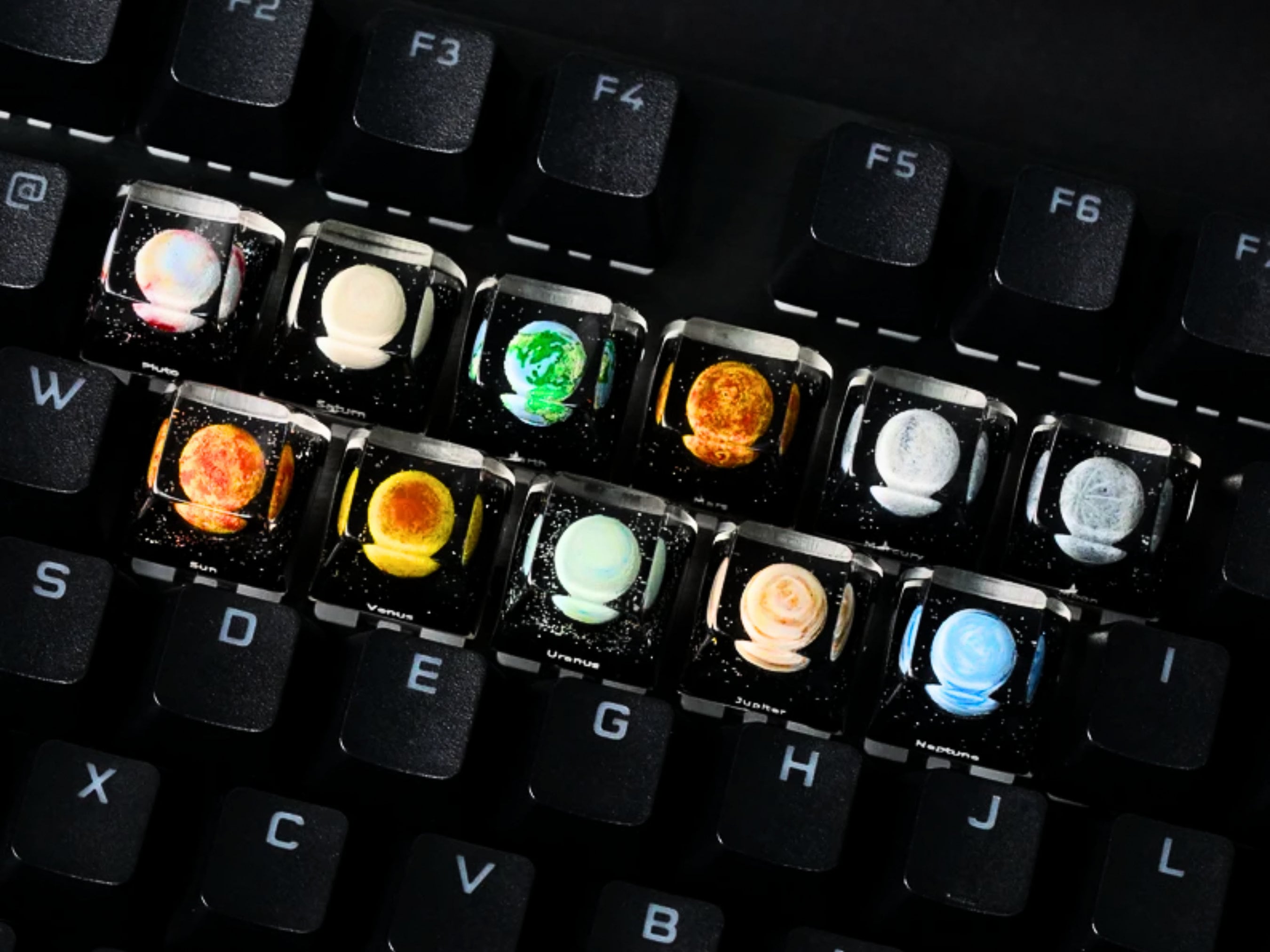 SALE 50% Planet Keycaps, Solar System Moon Earth Mars Jupiter Saturn Neptune Uranus Venus ...