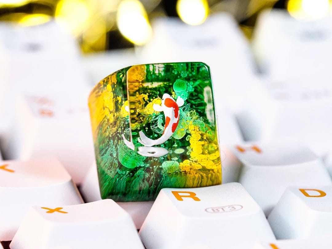 Japanese Koi Fish Artisan Keycap Set, Custom Coral & Ocean-themed Resin ...