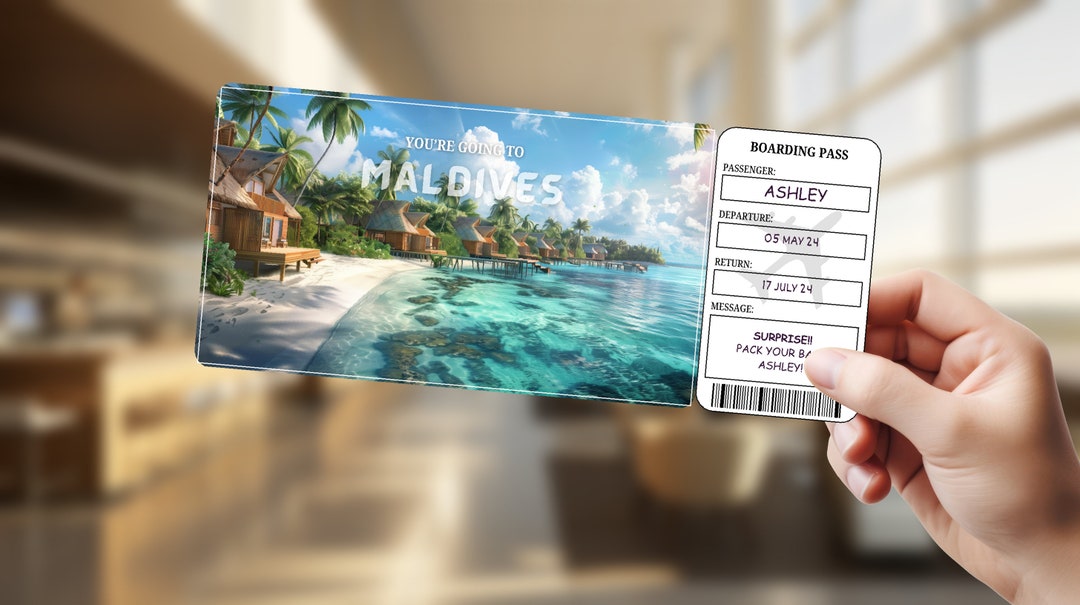 Personalized Maldives Digital Boarding Pass – Instant Download Travel ...