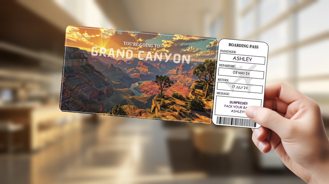 Custom Grand Canyon Digital Boarding Pass – Instant Download Travel ...