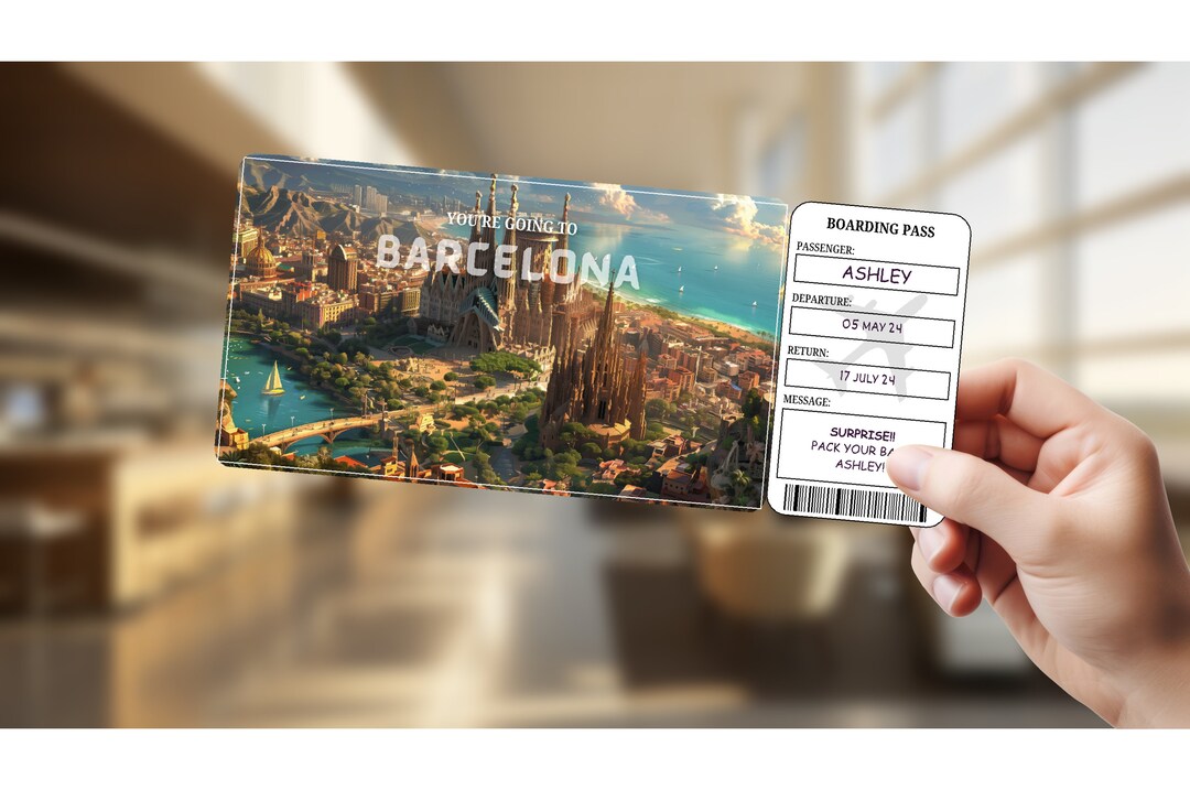 Custom Barcelona Digital Boarding Pass – Instant Download Travel Gift ...