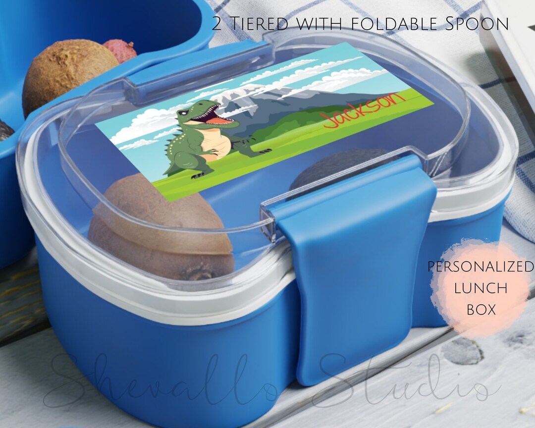Personalized Dinosaur Two-tier Lunch Box | Custom Lunch Box for Kids ...