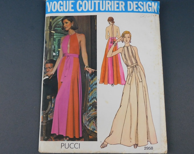 Vintage Pucci Vogue Couturier Design Pattern, 1970s Halter Dress Maxi ...