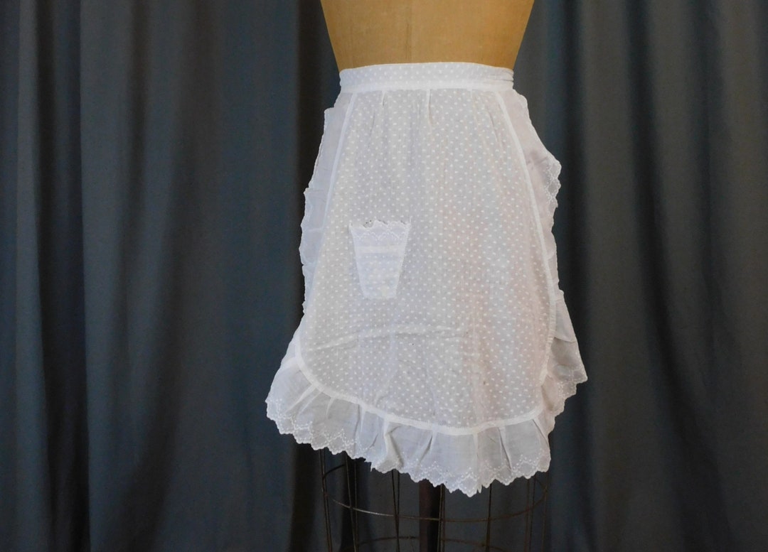 Vintage Dotted Swiss Apron, White Cotton 1920s With Embroidered Trim - Etsy