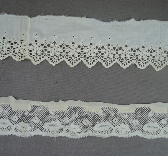 SALE Antique Lace Trim Remnants Victorian Dress Trims 2 Styles Etsy