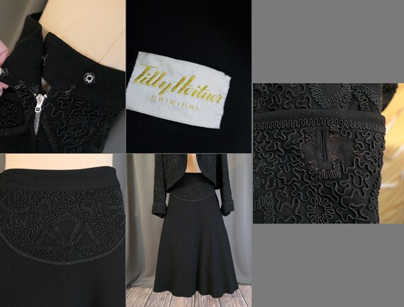 Amazing Vintage Soutache Cropped Jacket & Skirt, 1950… - Gem