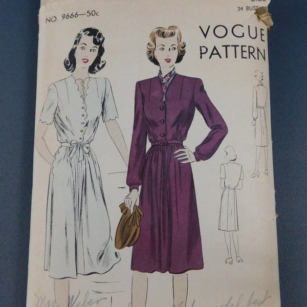 1940s Vogue Pattern - Etsy