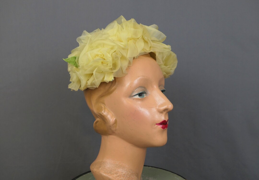 Vintage Yellow Flowers Half Hat, 1960s 22 Inch Head - Etsy