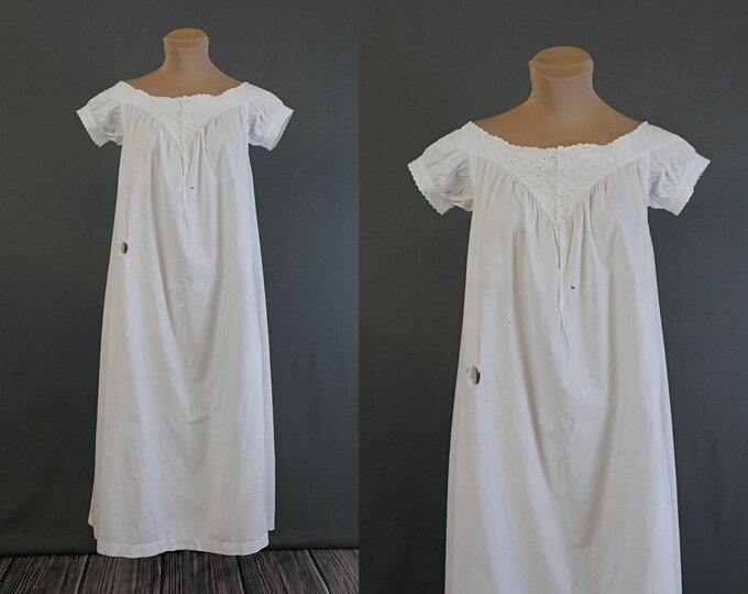 Old Fashioned Satin Nightgown White Nightgown Small Cotton Lined - Etsy