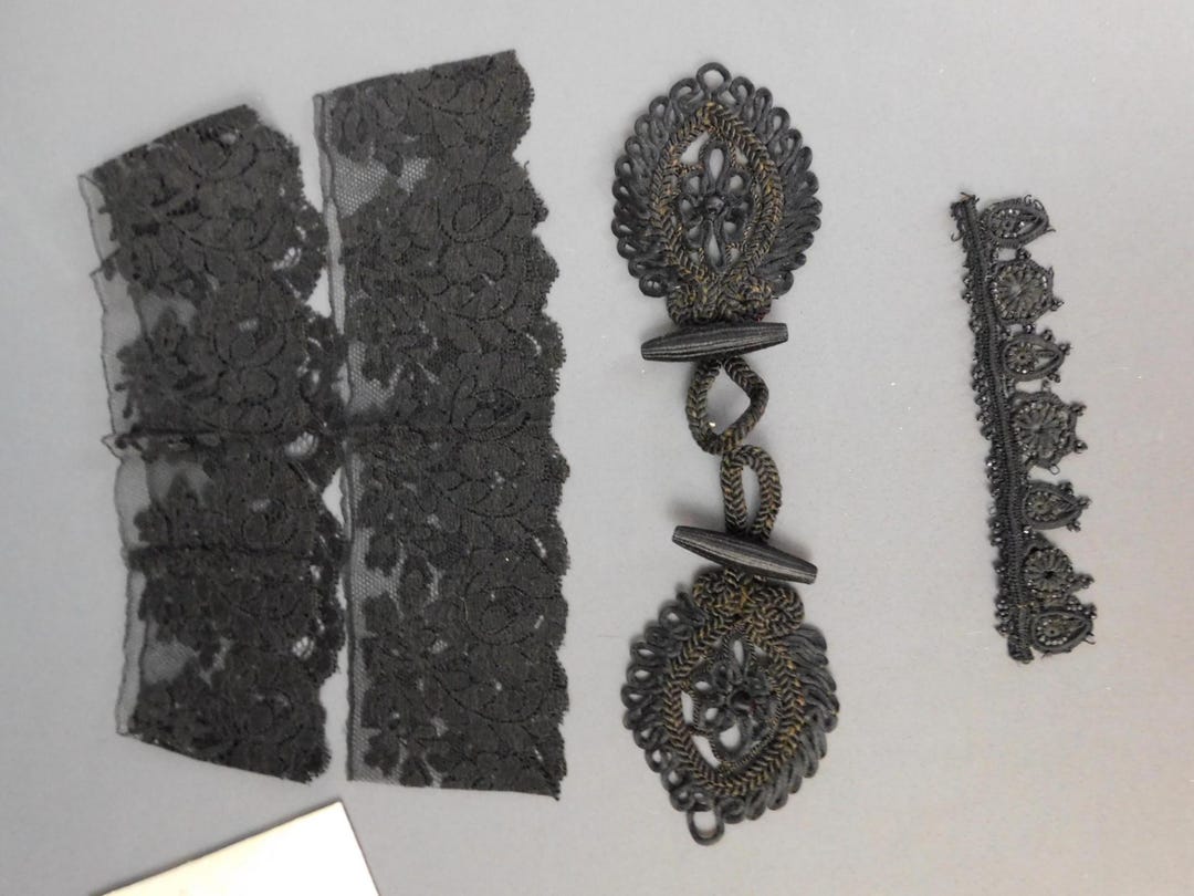 3 Antique Black Lace Victorian Lace Remnants and Trim With Provenance ...